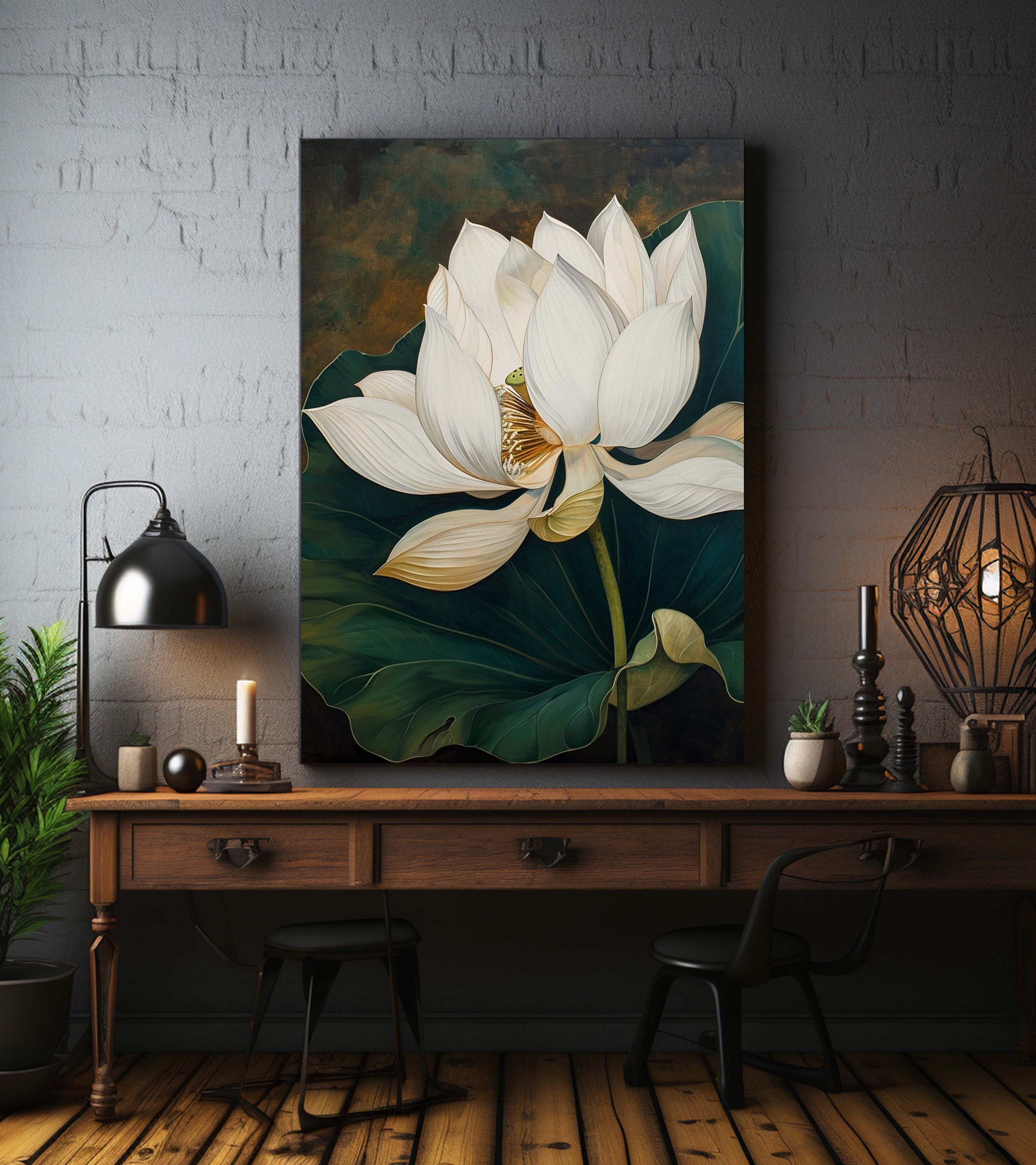 Lotus Flower Wall Art, Japanese Lotus Art, Lotus Flower Print, Tranquil ...