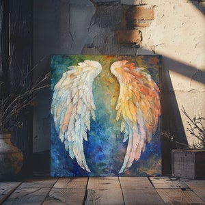 Ethereal Mystical Divine Angel Wings Wall Art Painting Print Decor ...