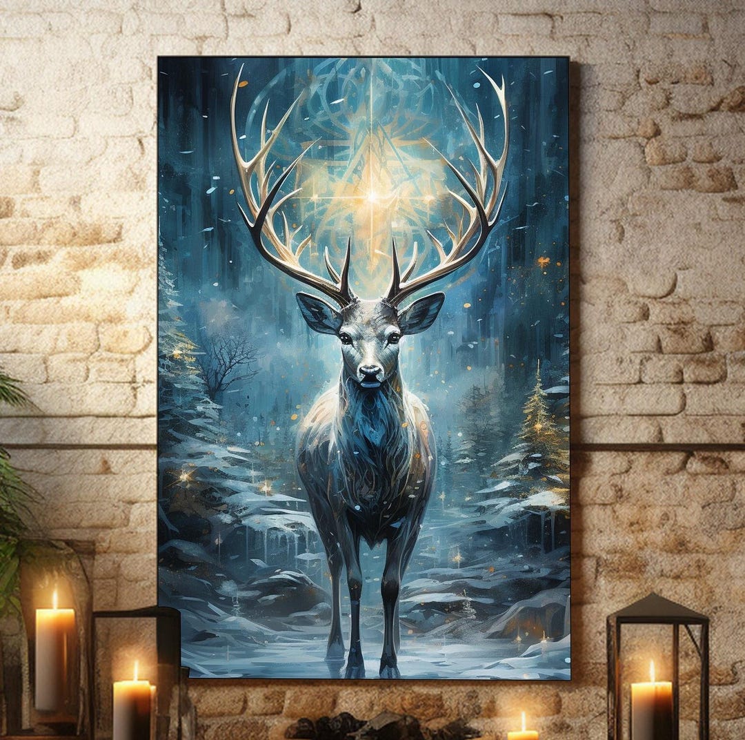 Deer Canvas Art Wall Decor, Vintage Wall Art, Whimsical Style, Dark and ...