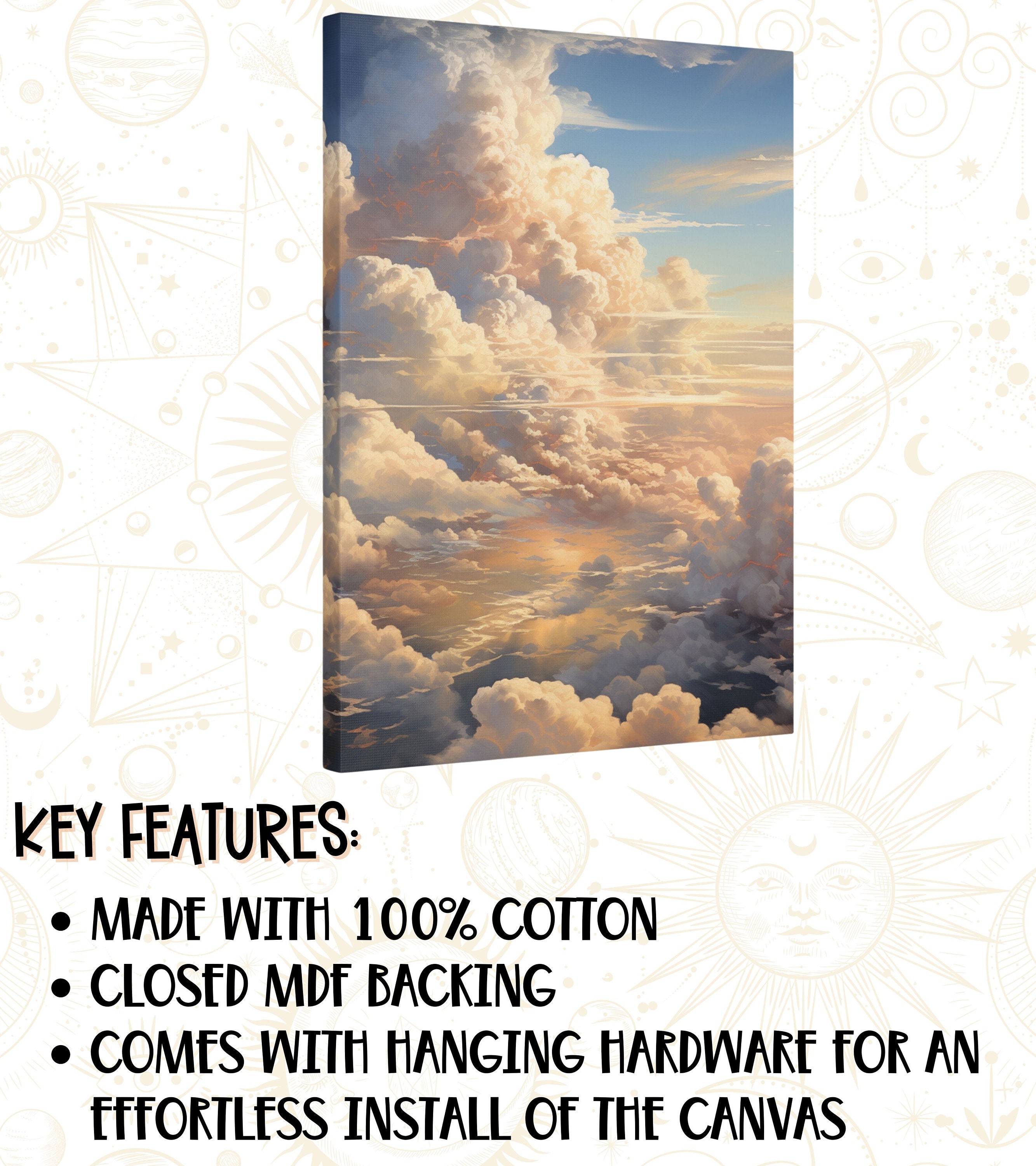 Clouds Canvas Wall Art Pastel Clouds Canvas Scenery Canvas - Etsy