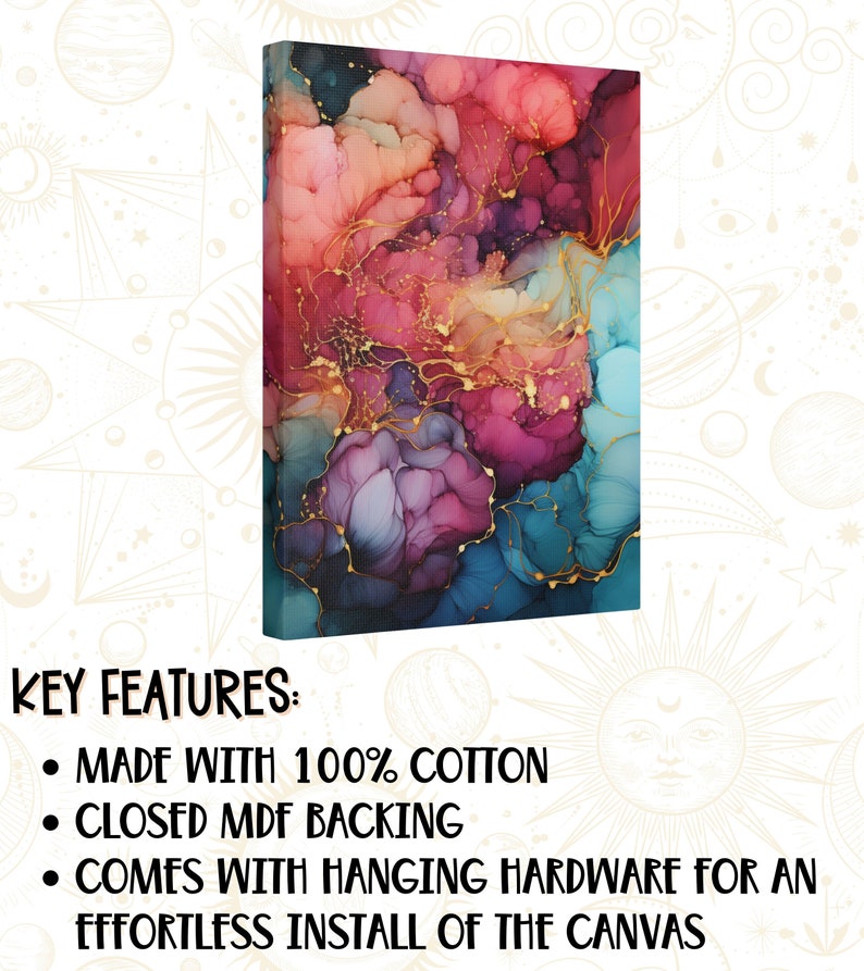 Alcohol Ink Canvas Wall Art, Alcohol Ink With Gold Accent Wall Art ...