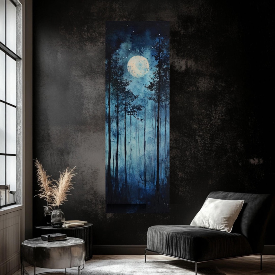 Dark Forest Tall Vertical Narrow Canvas, Nature Large Wall Art ...