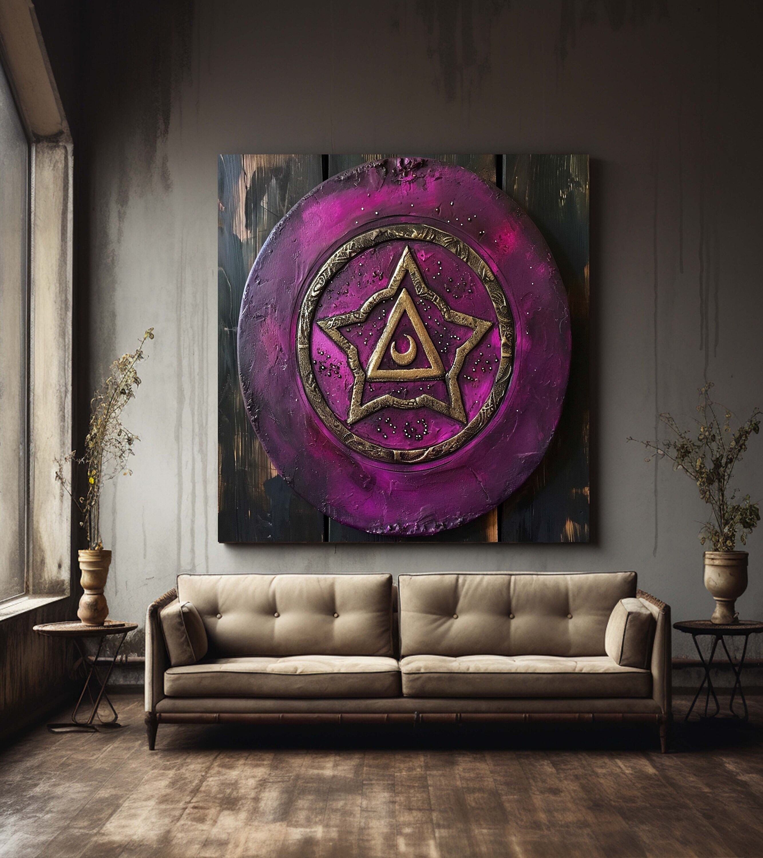 Sacred Geometry Canvas Art, Sacred Mystic Symbol Canvas Wall Art ...