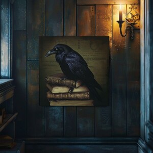Vintage Raven Canvas, Raven Art, Raven Canvas Painting, Gothic Art ...