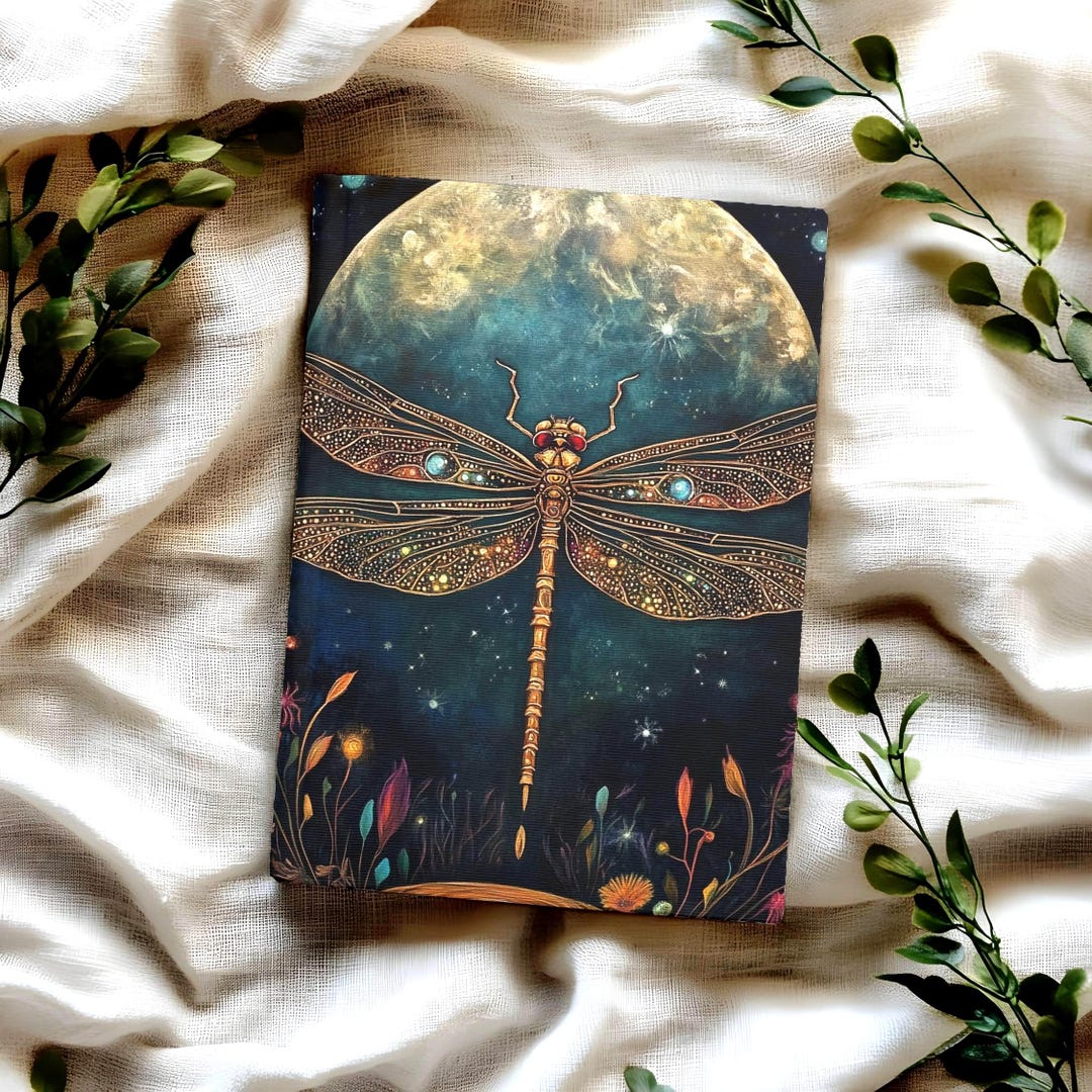 Dragonfly Moonlit Diary Notebook, Hardcover Journal, Nature Sketchbook ...