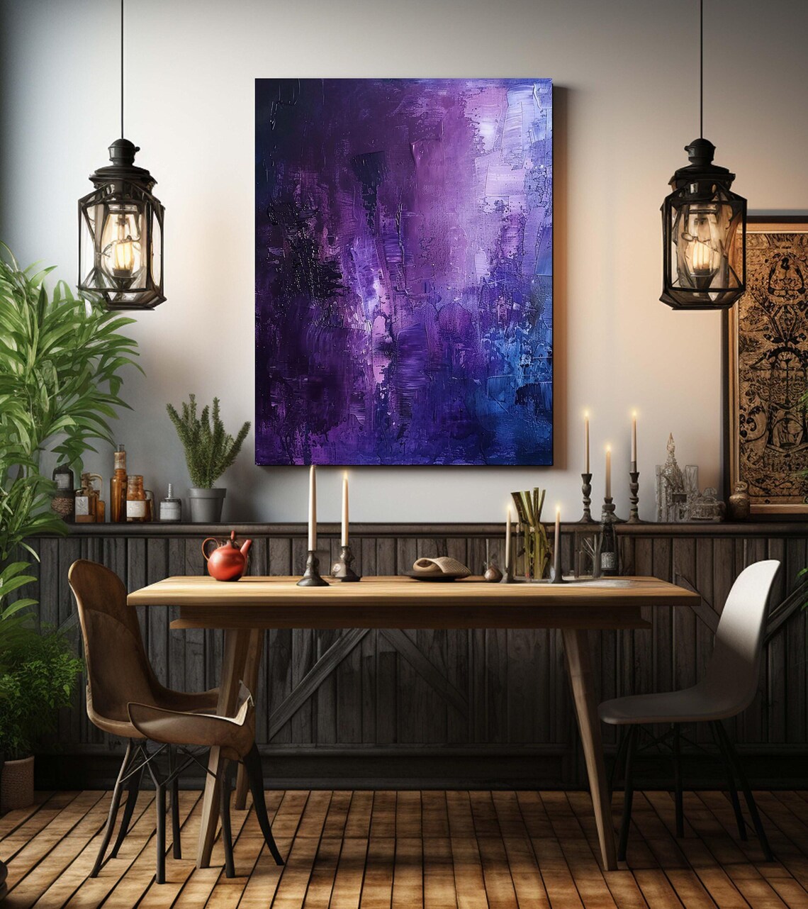 Indigo Canvas Art, Amethyst Indigo Abstract Canvas Art, Amethyst Canvas ...