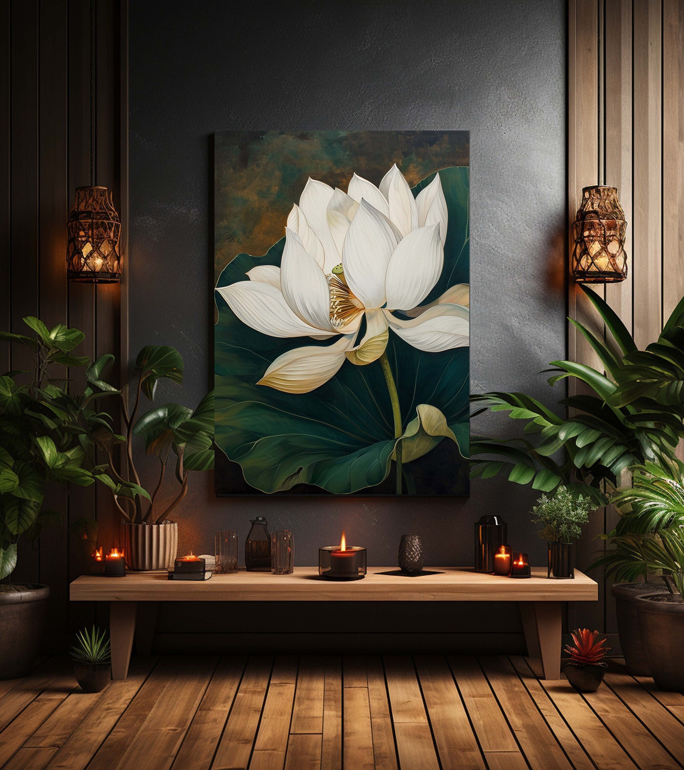 Lotus Flower Wall Art, Japanese Lotus Art, Lotus Flower Print, Tranquil ...