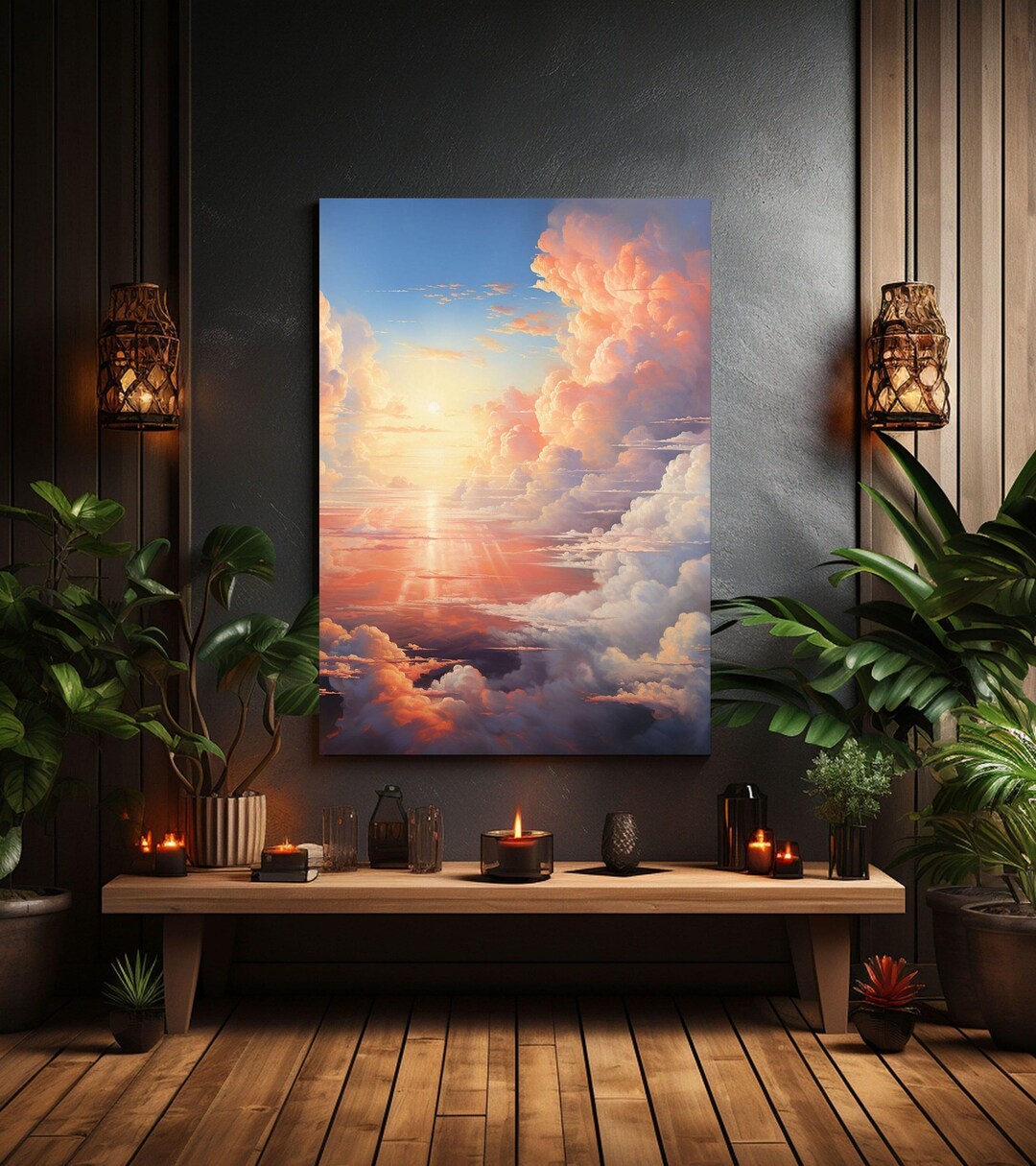 Clouds Canvas Wall Art, Sunrise Clouds Canvas, Scenery Canvas Wall Art ...