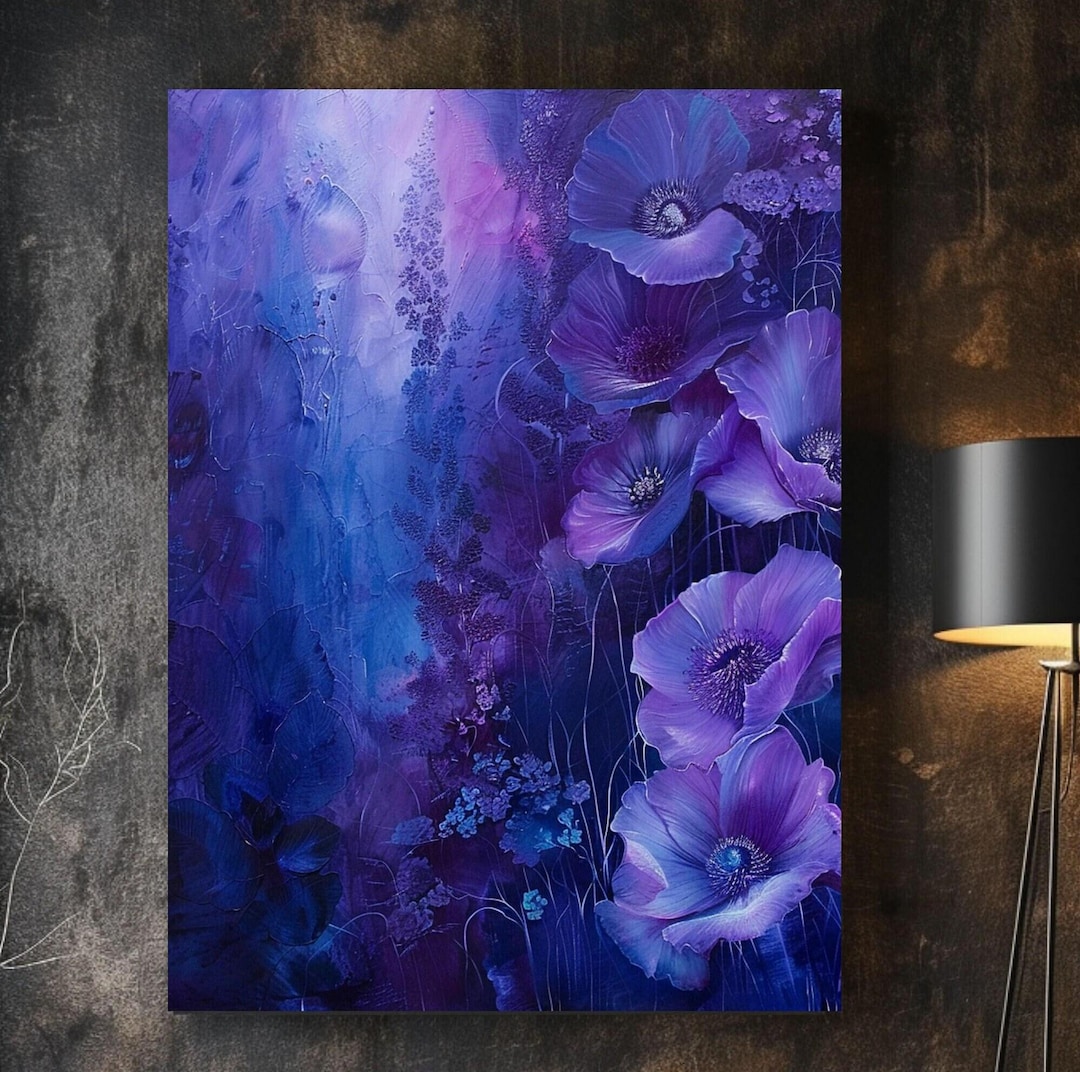 Abstract Purple Canvas Art, Amethyst Indigo Abstract Canvas Decor ...