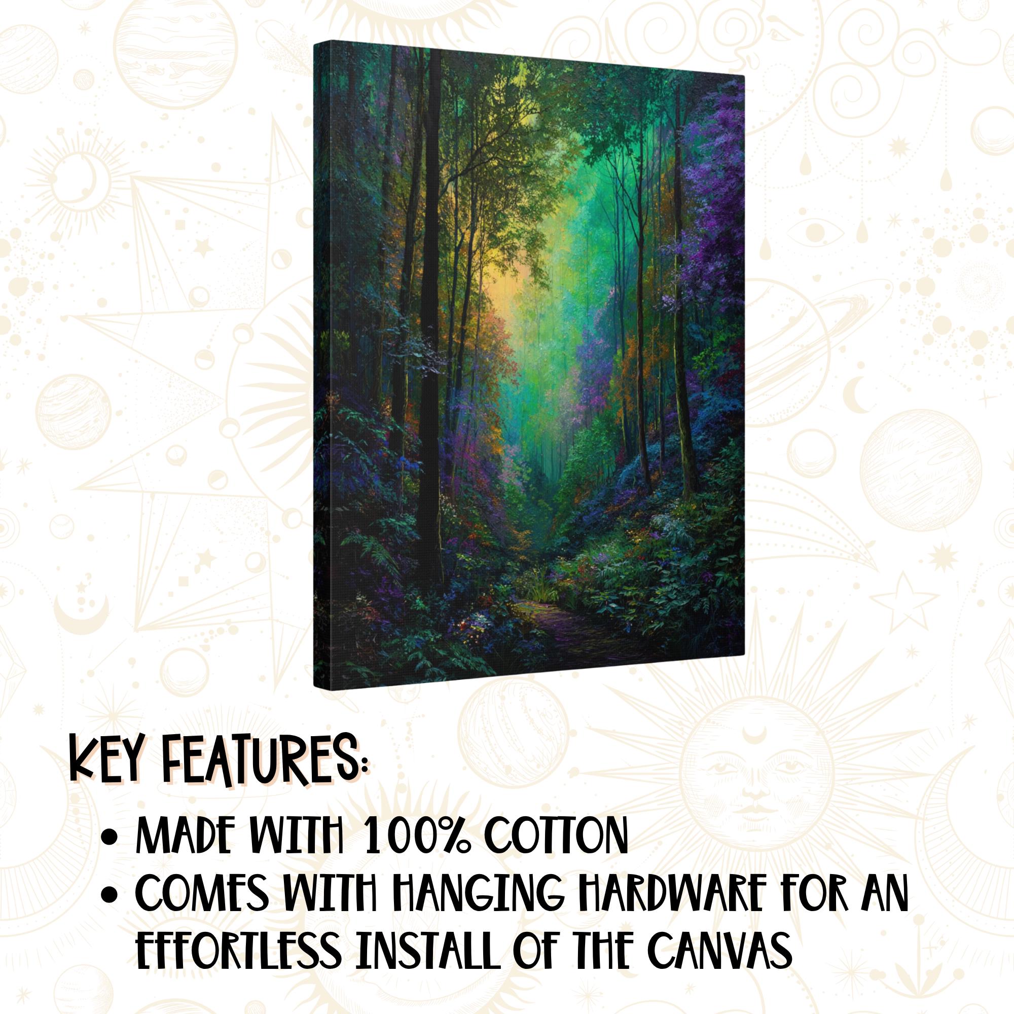 Mystical Enchanted Forest Wall Art, Glowing Nature Path Canvas ...