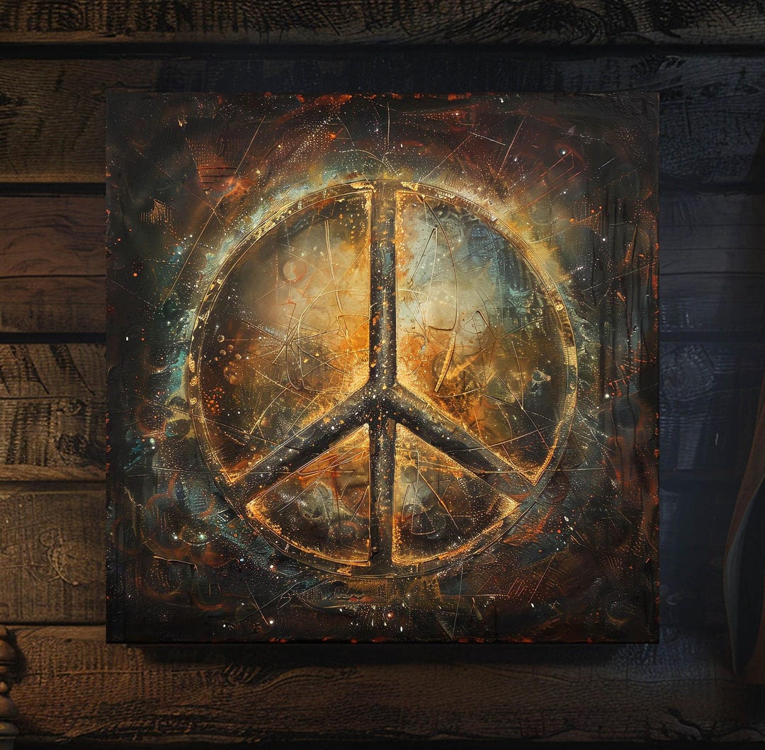 Mystical Peace Sign Canvas, Peace Sign Wall Art, Peace Sign Canvas ...