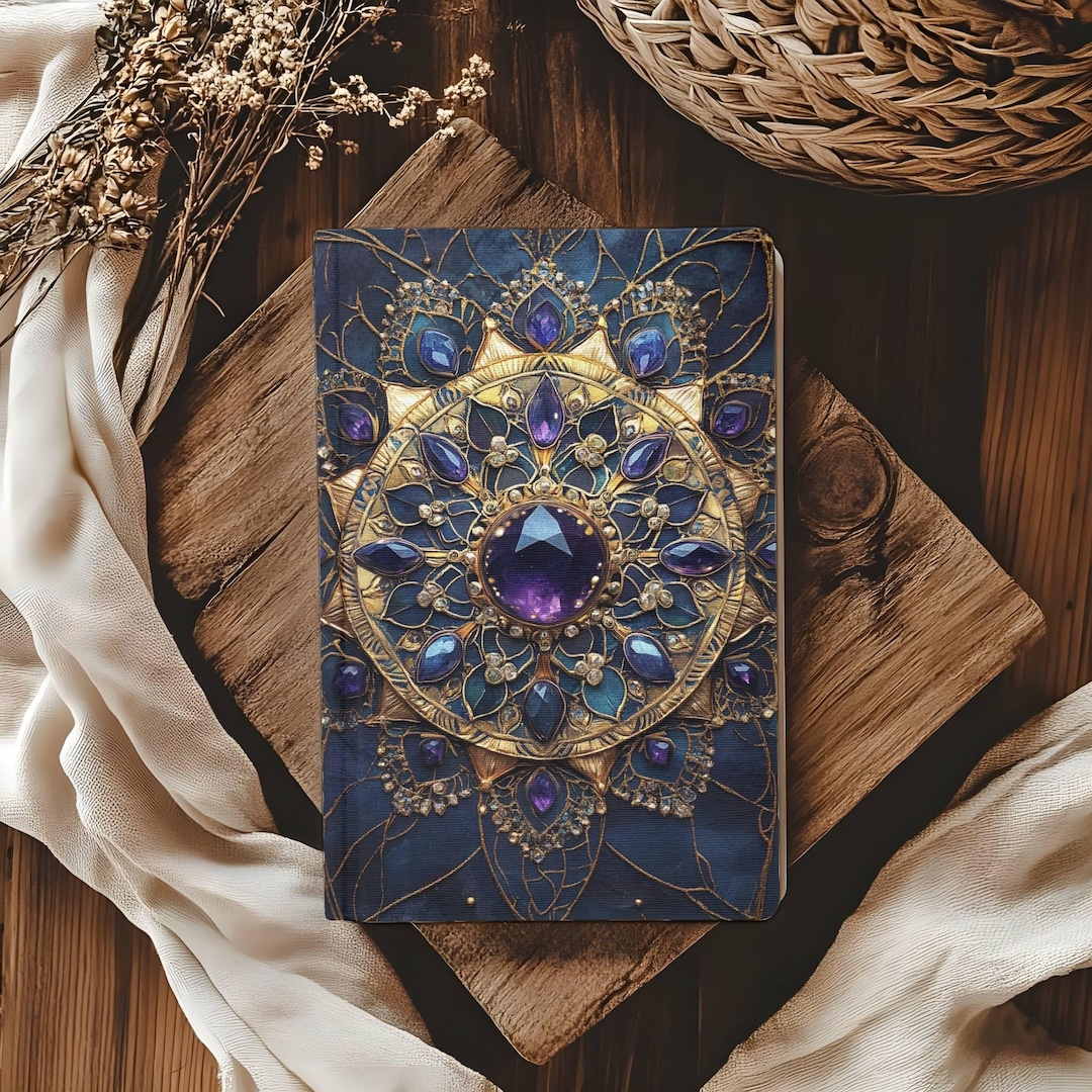 Mandala Gem and Crystal Faux Look Notebook, Hardcover Mystical Journal ...