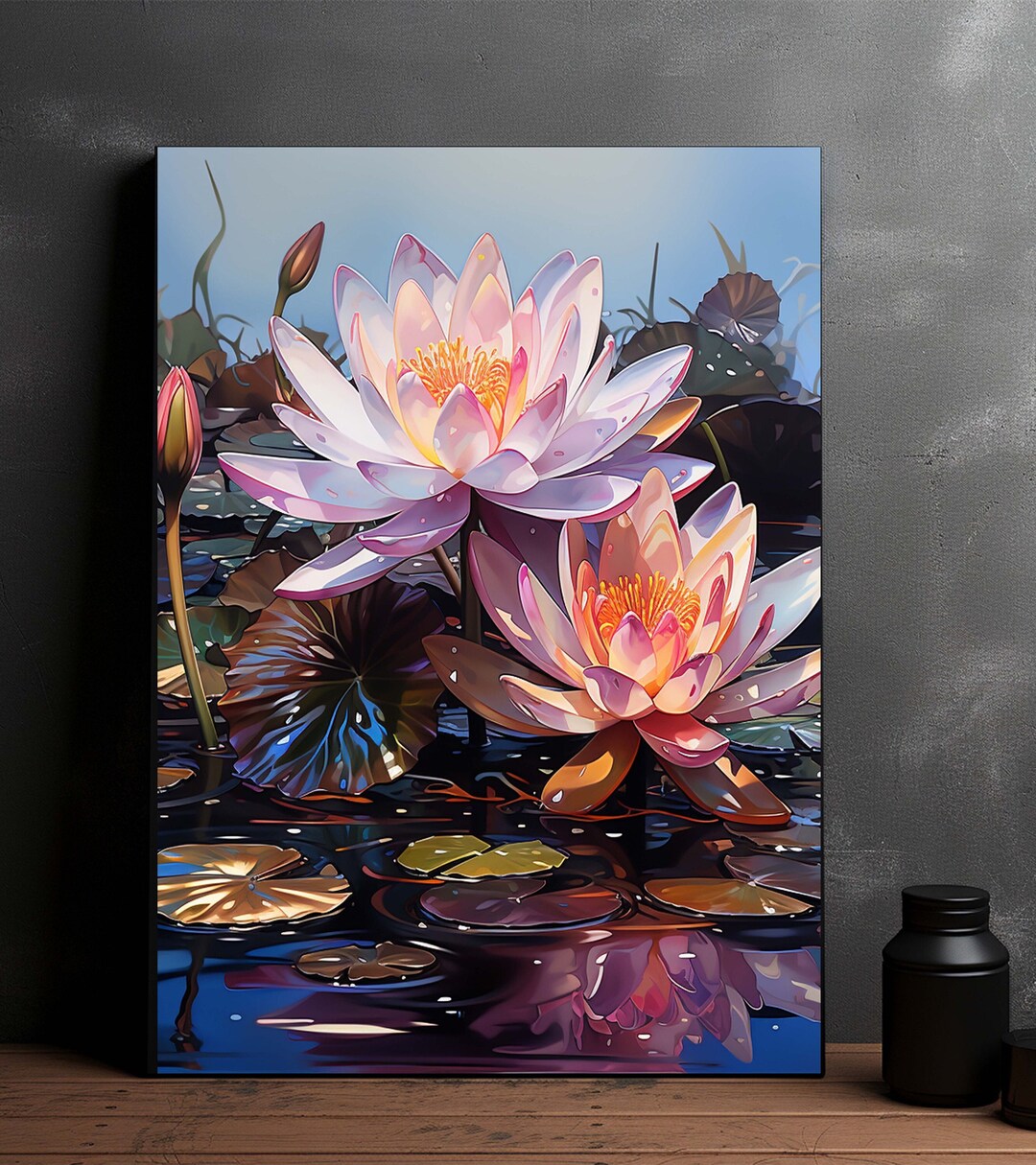 Lotus Flower Wall Art, Japanese Lotus Art, Lotus Flower Canvas ...