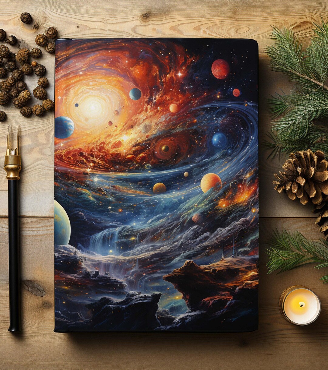 Galaxy Outer Space Notebook, Astronomical Event Illustration Journal ...