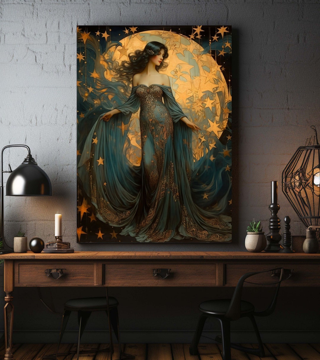 Ethereal Goddess Wall Art, Celestial Art Noveau Wall Art, Magical ...