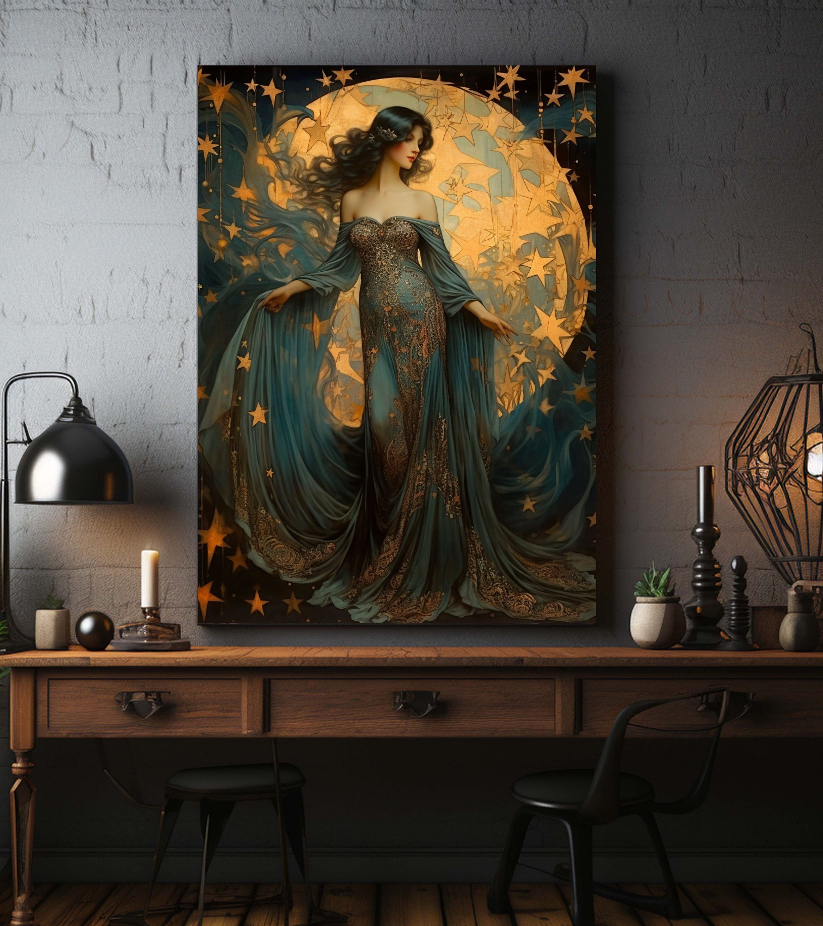 Ethereal Goddess Wall Art, Celestial Art Noveau Wall Art, Magical ...