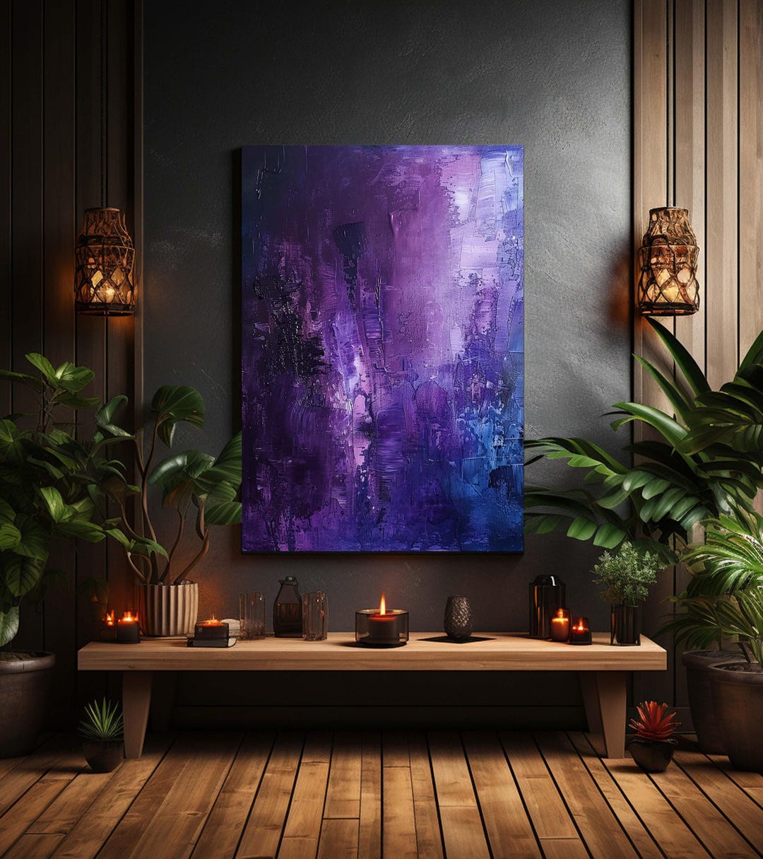 Indigo Canvas Art, Amethyst Indigo Abstract Canvas Art, Amethyst Canvas ...