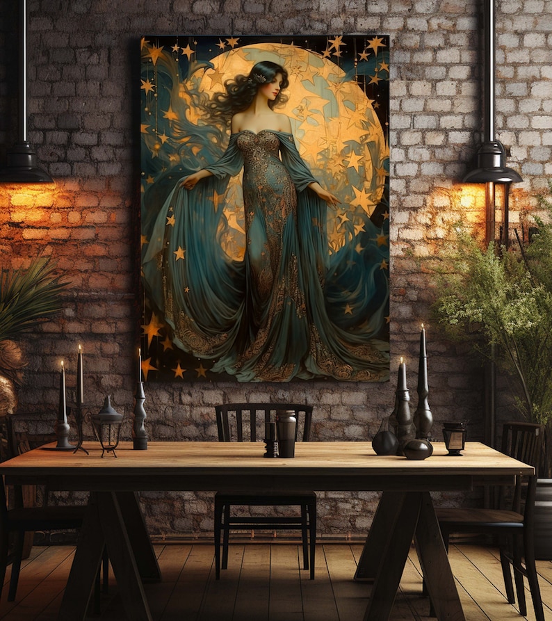 Ethereal Goddess Wall Art, Celestial Art Noveau Wall Art, Magical ...