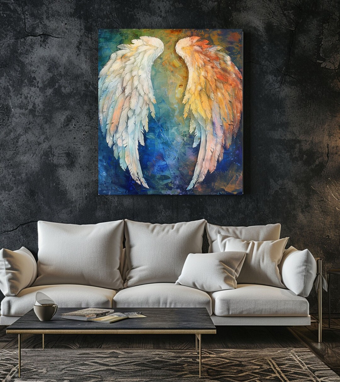 Ethereal Mystical Divine Angel Wings Wall Art Painting Print Decor ...