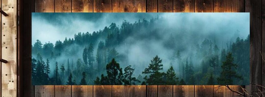 Foggy Mystical Forest Canvas, Magical Woodland Art, Enchanted Misty ...