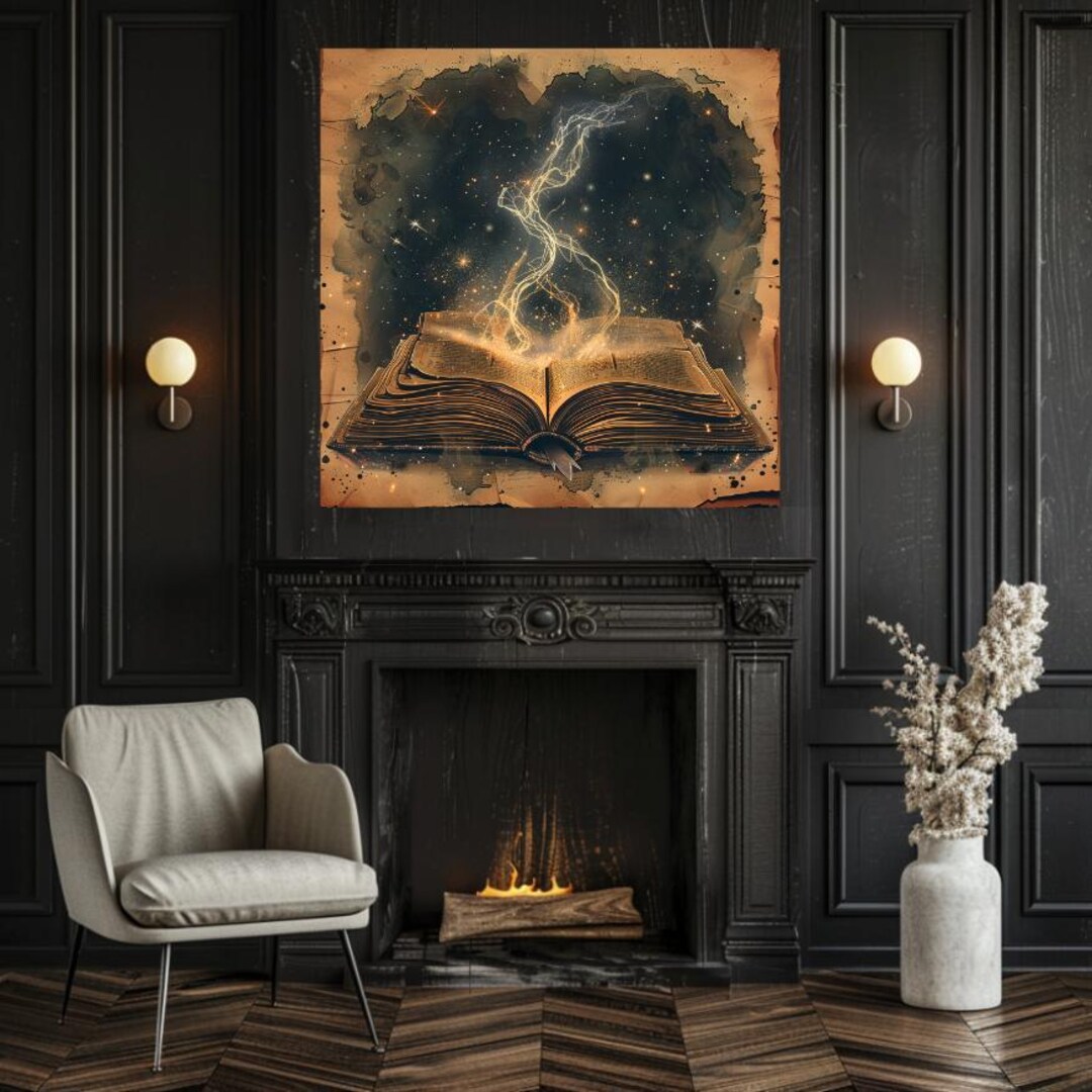 Vintage Book of Spells Wall Art Canvas, Large Square Wall Art, Mystical ...
