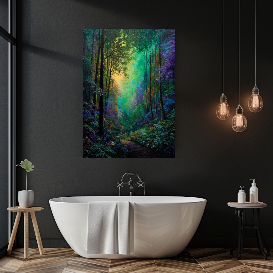 Mystical Enchanted Forest Wall Art, Glowing Nature Path Canvas ...