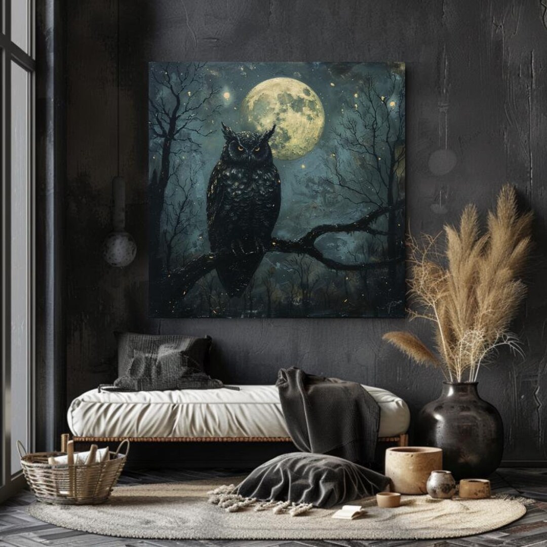 Gothic Night Owl Canvas Dark Mystical Wall Art, Home Square Canvas ...