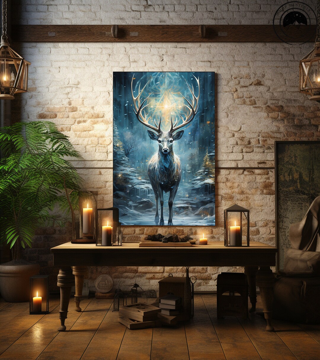 Deer Canvas Art Wanddekor, Vintage Wandkunst, skurrilen Stil, dunkel ...