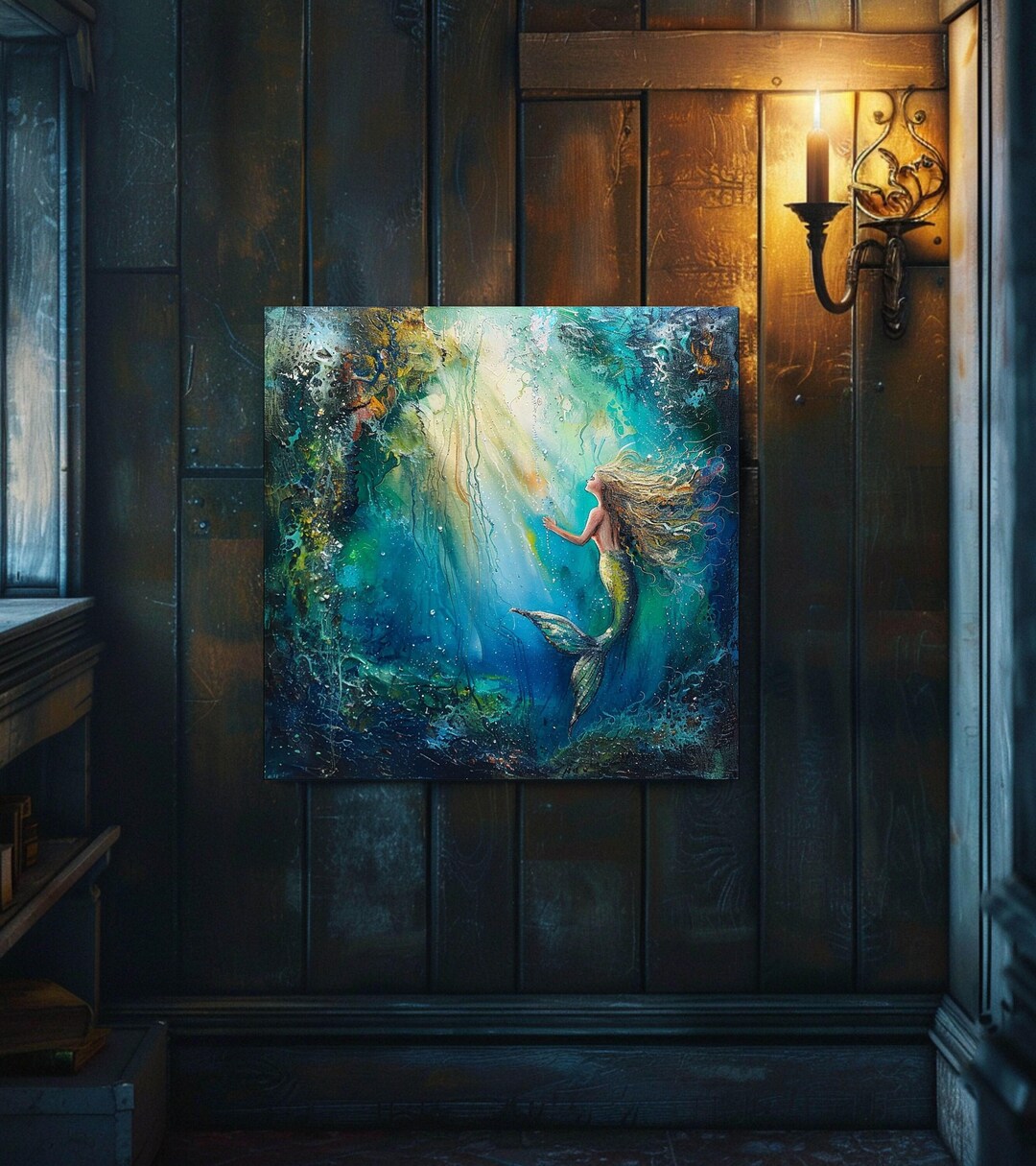 Enchanting Mermaid Canvas Art Oceanic Fantasy Wall Decor Mystical Sea ...