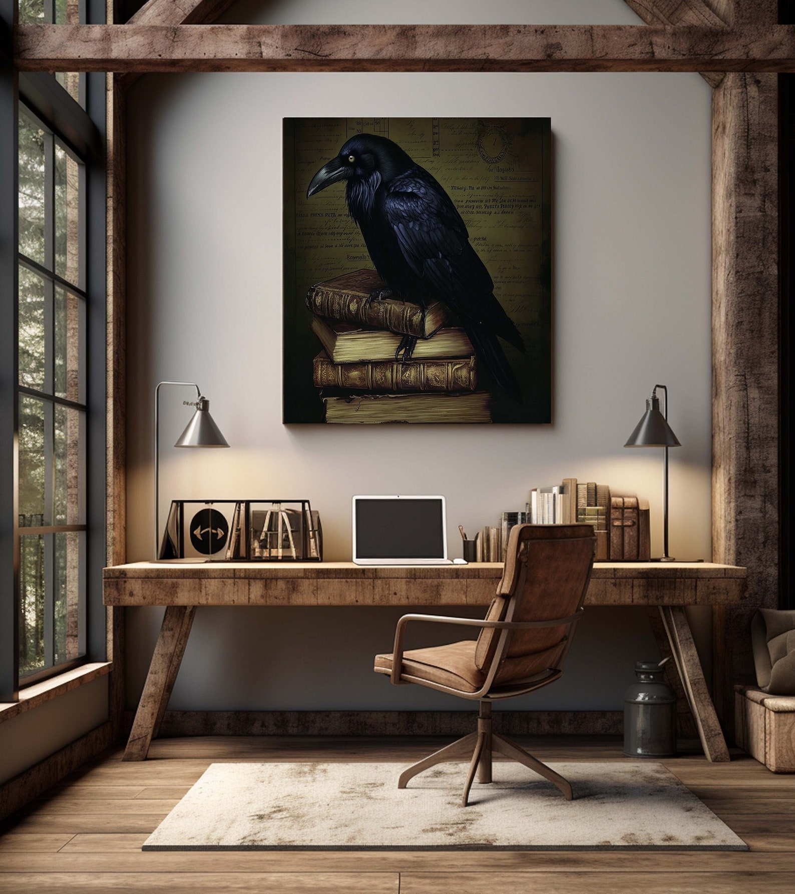 Vintage Raven Canvas, Raven Art, Raven Canvas Painting, Gothic Art ...