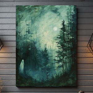 Moody Ghostcore Canvas Art, Moody Forest Art, Moody Wall Art, Cabin ...
