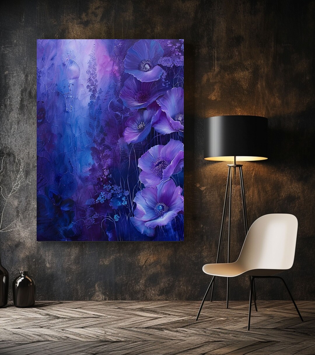 Abstract Purple Canvas Art, Amethyst Indigo Abstract Canvas Decor ...