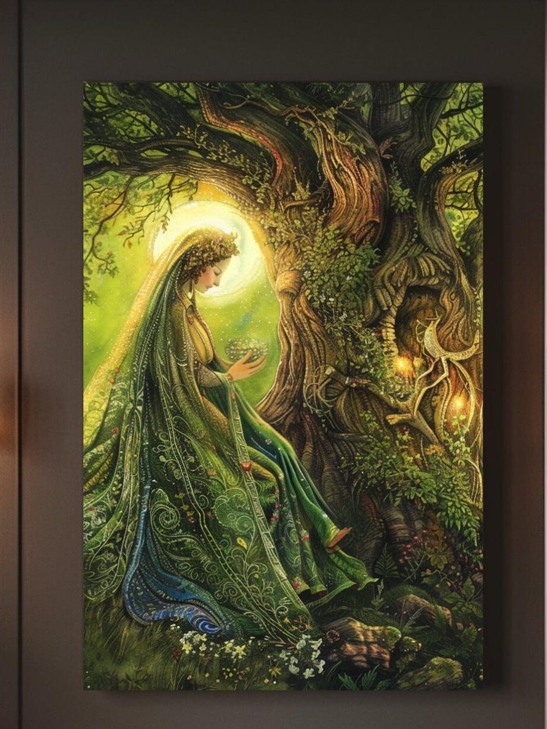 Mystical Mother Earth Canvas Wall Art, Gaia Painting, Nature Inspired ...