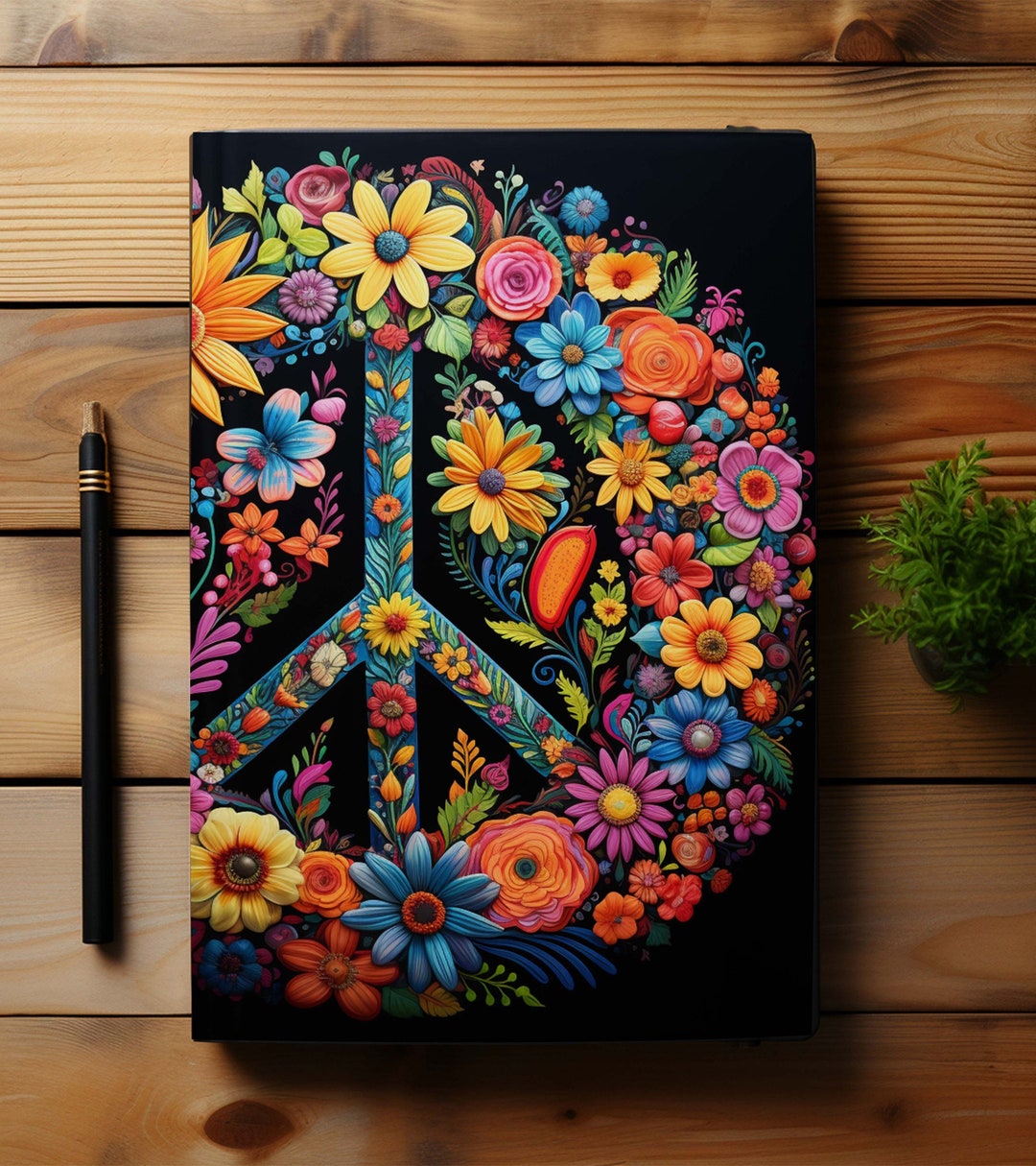 Peace Sign Notebook, Blank Journal, Lined Journal, Hippie Journal ...