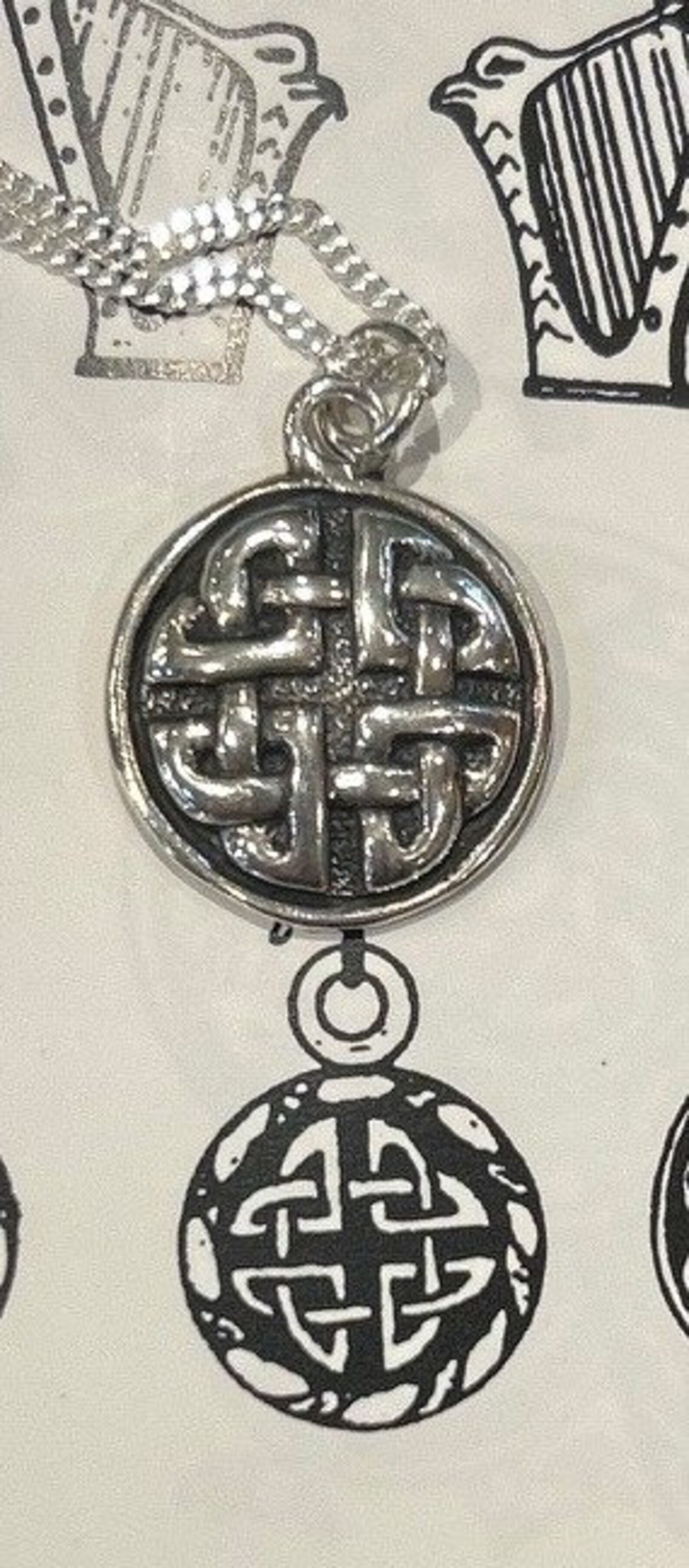 Celtic Knotwork Charm Pendant and Chain, Silver, Hallmarked Edinburgh ...