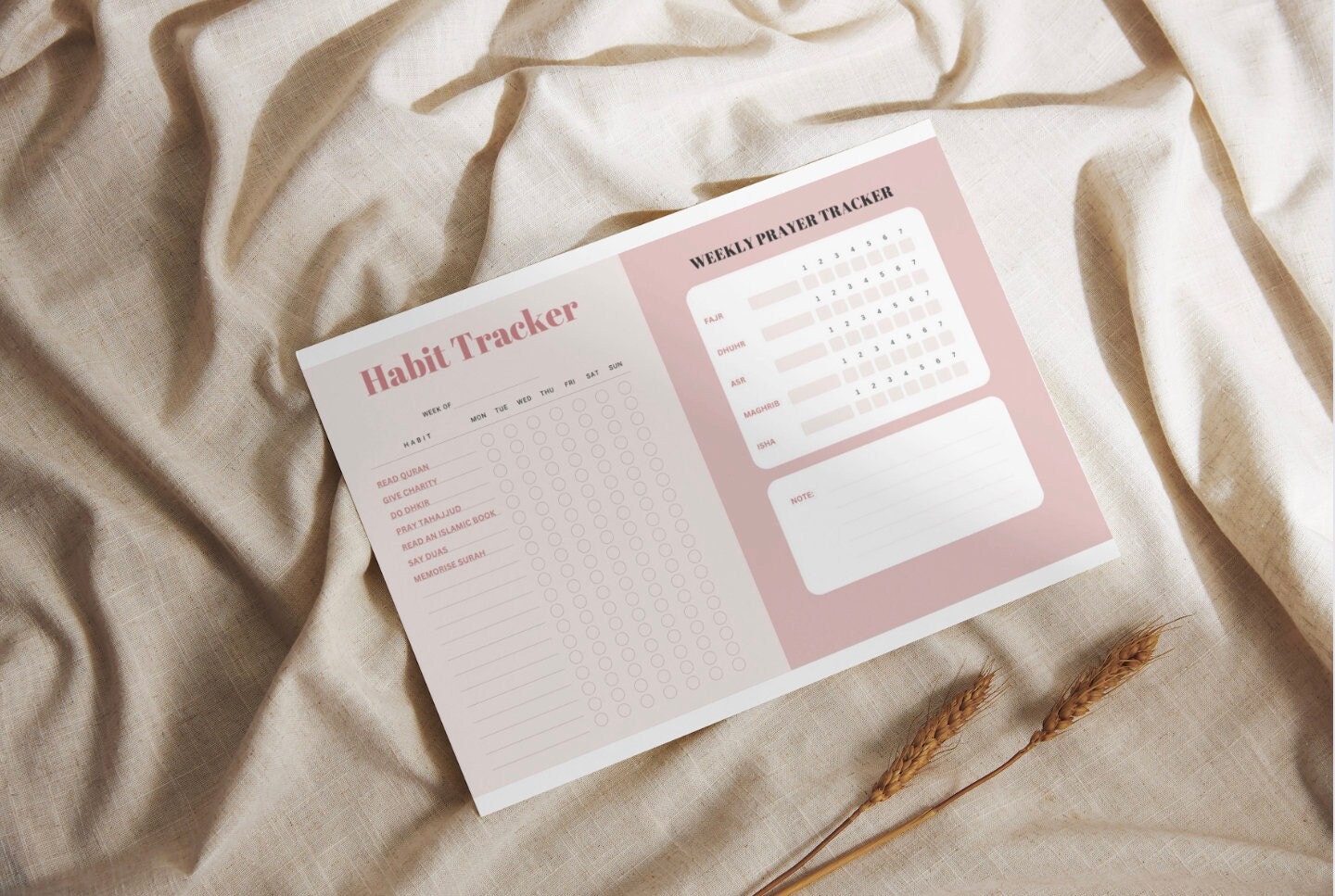 Islamic Diary Template, EDITABLE, Prayer Tracker, Habit Tracker, Quran ...