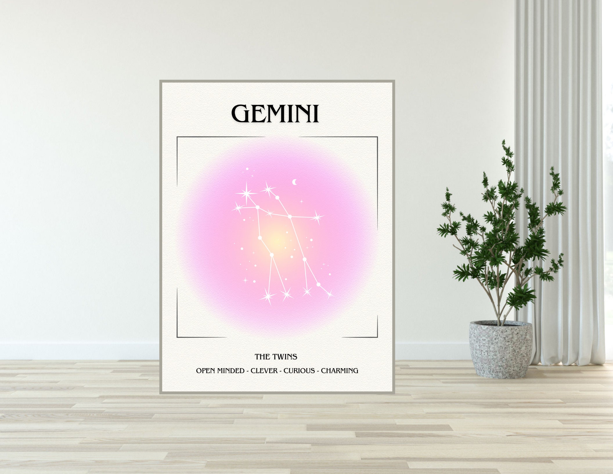 Gemini Poster Aesthetic Gemini Poster Zodiac Sign Poster - Etsy