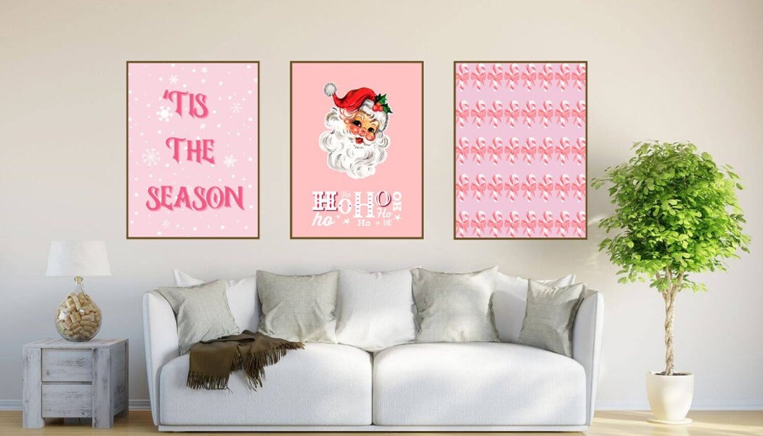 Christmas Poster, Holiday Poster Set, Santa Poster, Winter Poster, 3 ...