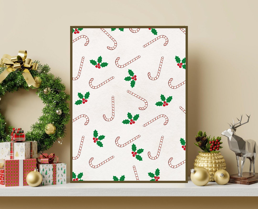 Candy Cane Poster, Christmas Poster, Holiday Print, Christmas Home ...