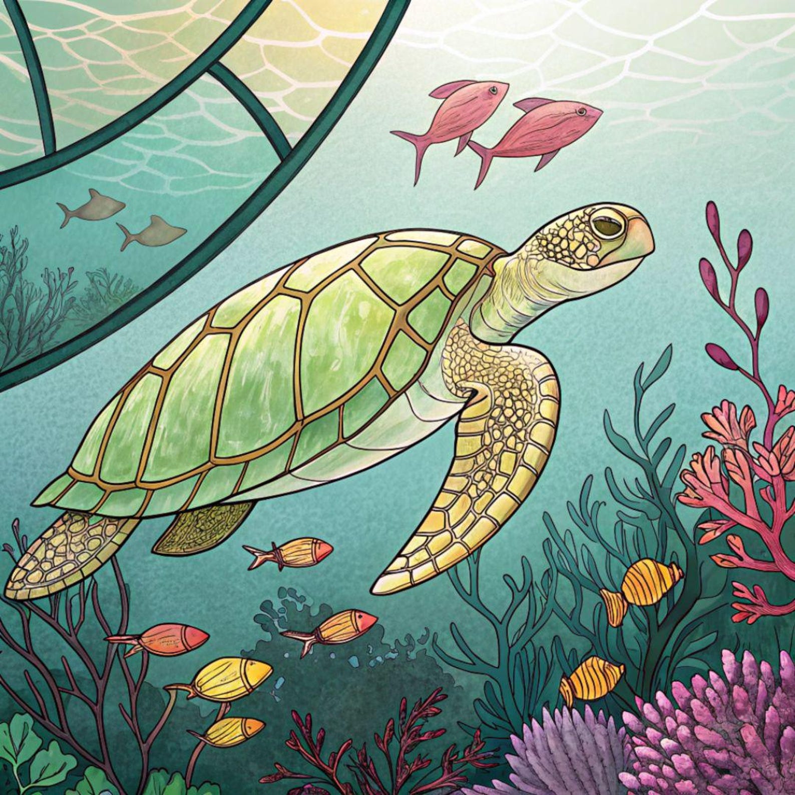 25 Stained Glass Sea Turtle Bundle PNG - High Resolution Big Stained ...