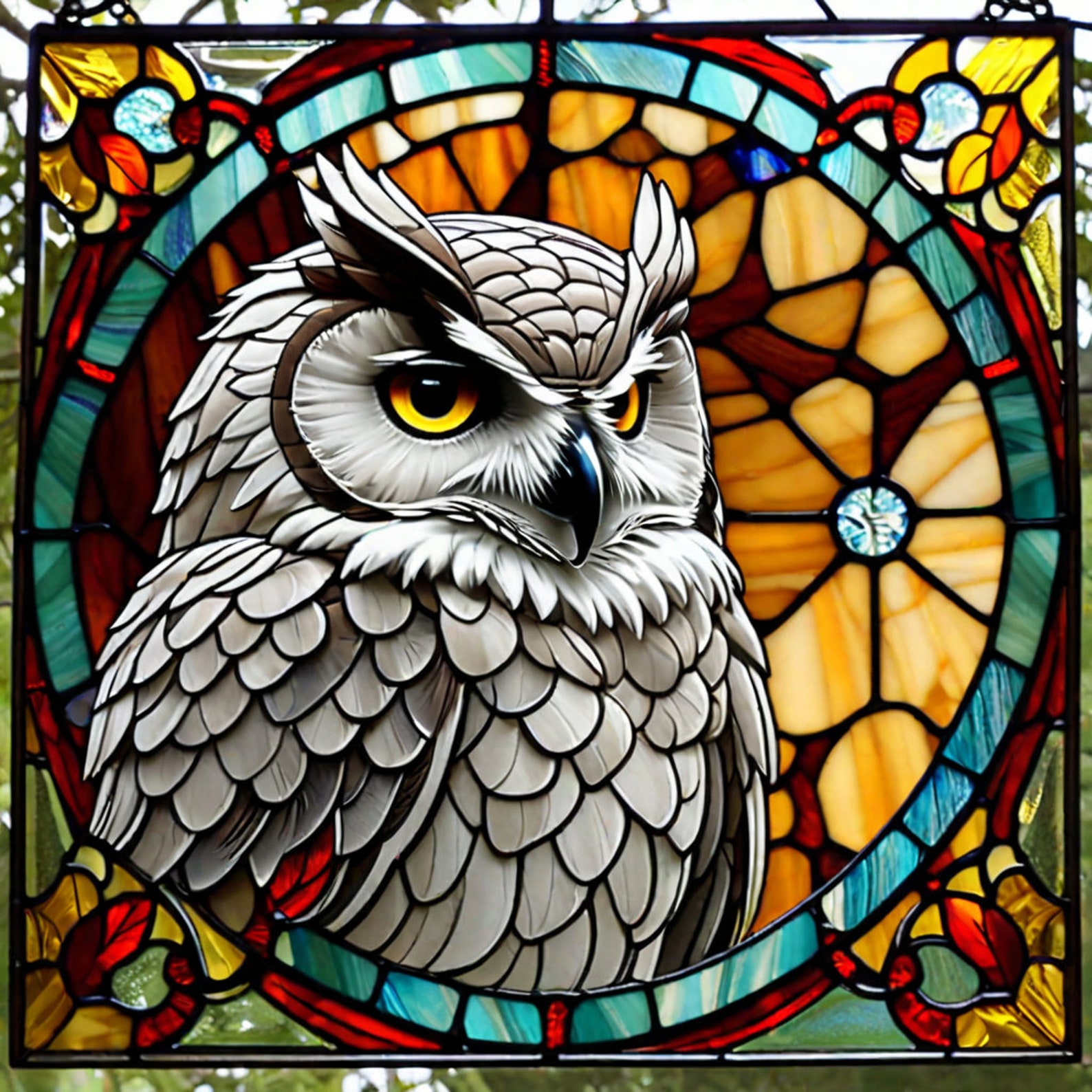 50 Stained Glass Owls Bundle PNG - High Resolution Big Stained Wall Art ...