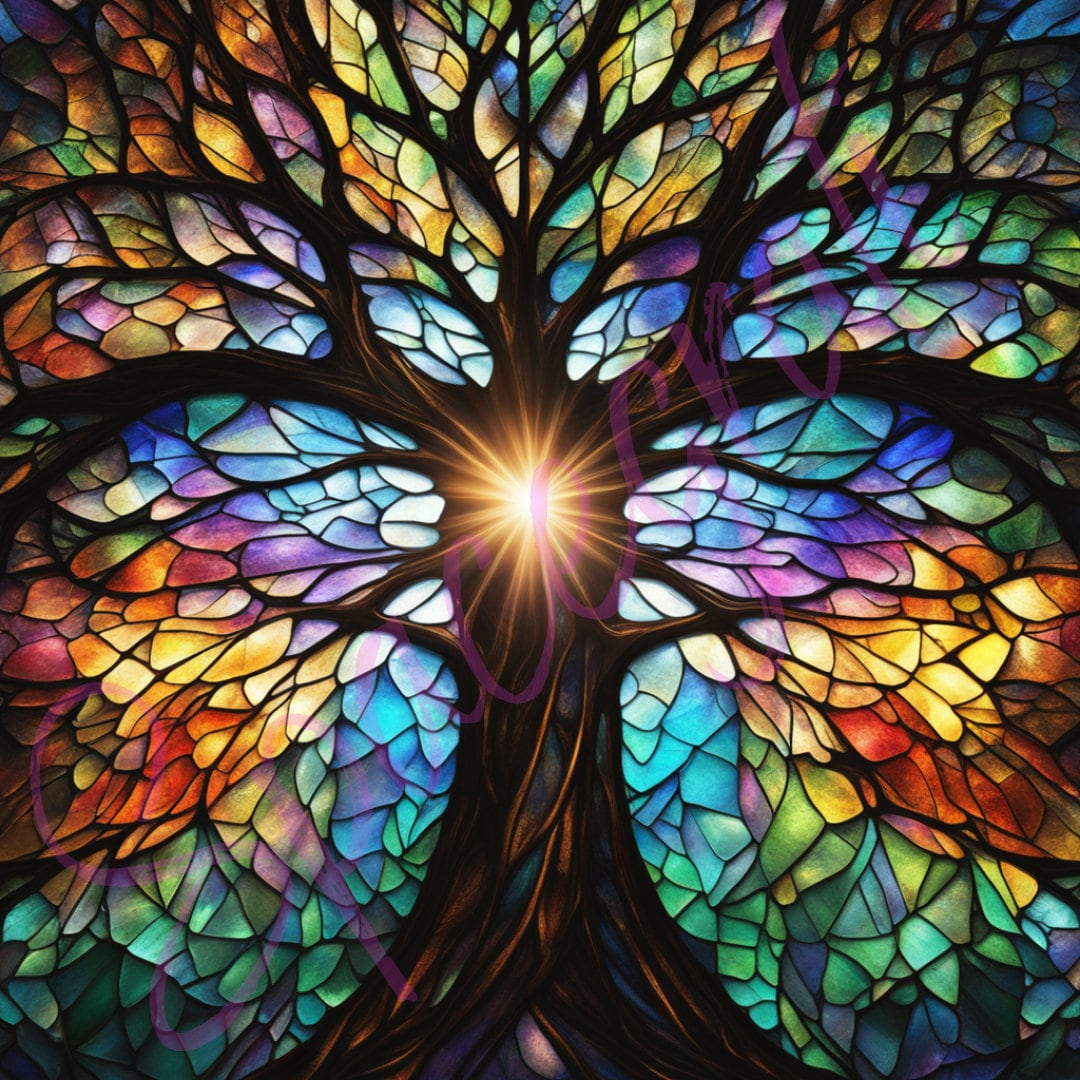 50 Stained Glass Tree Bundle PNG - High Resolution Big Stained Wall Art ...