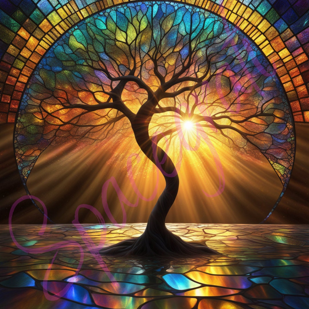 50 Stained Glass Tree Bundle PNG - High Resolution Big Stained Wall Art ...