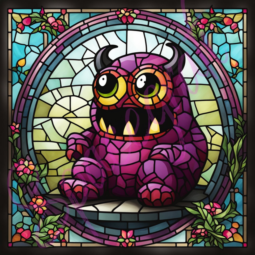 50 Stained Glass Monster Bundle PNG - High Resolution Big Stained Wall ...