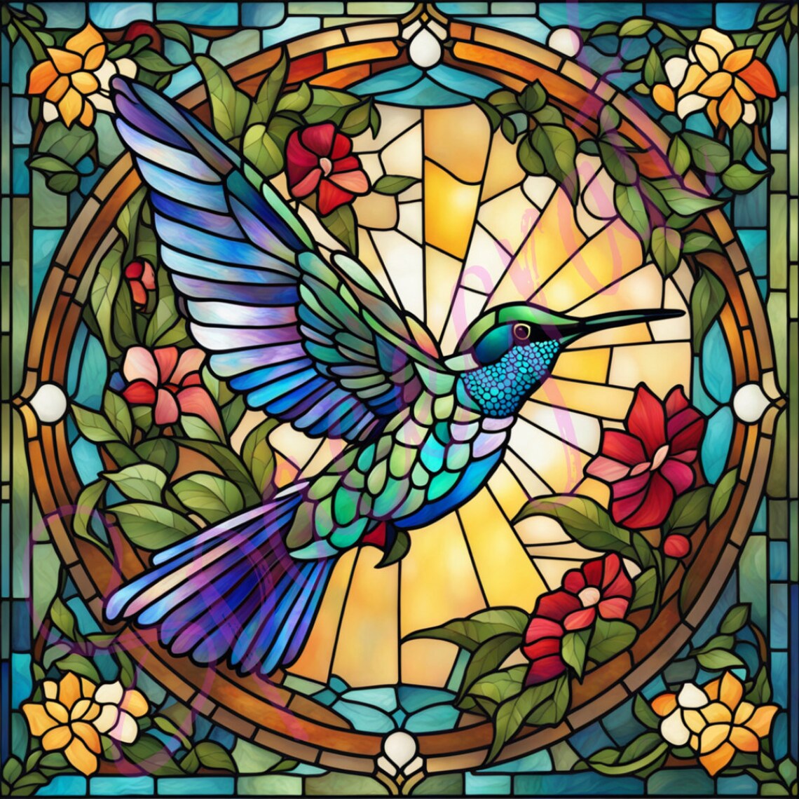 50 Stained Glass Hummingbird Bundle PNG High Resolution Big Stained ...