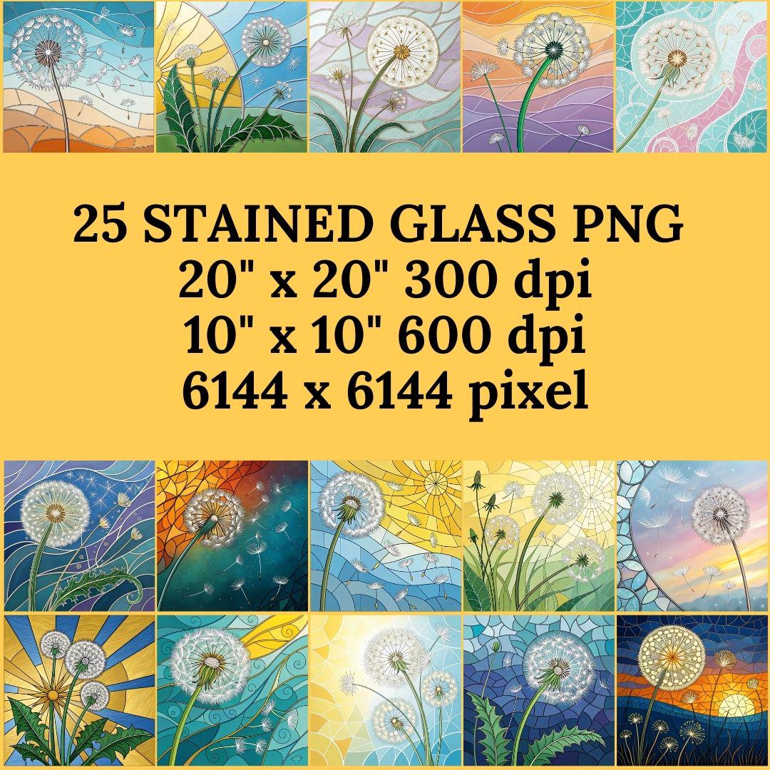 25 Stained Glass Dandelion Bundle PNG - High Resolution Big Stained ...