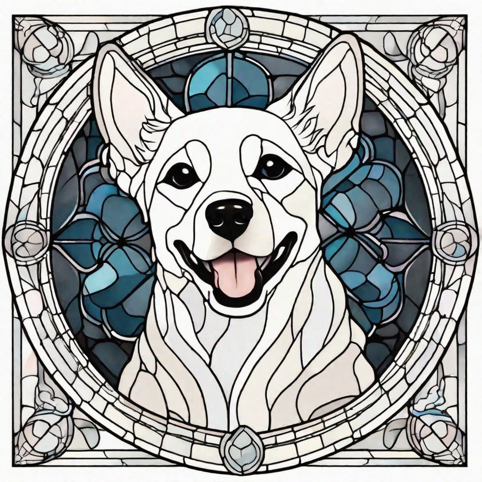 200 Stained Glass Dogs Bundle PNG - High Resolution Big Stained Wall ...