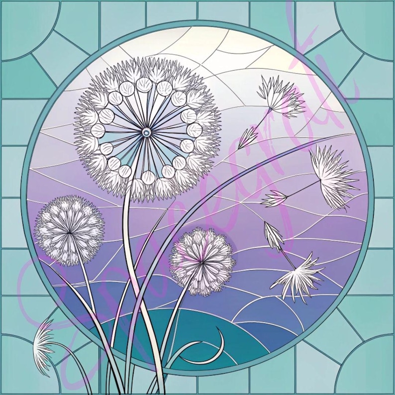 25 Stained Glass Dandelion Bundle PNG - High Resolution Big Stained ...