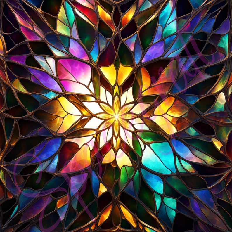 25 Stained Glass Snowflake Bundle PNG - High Resolution Big Stained ...