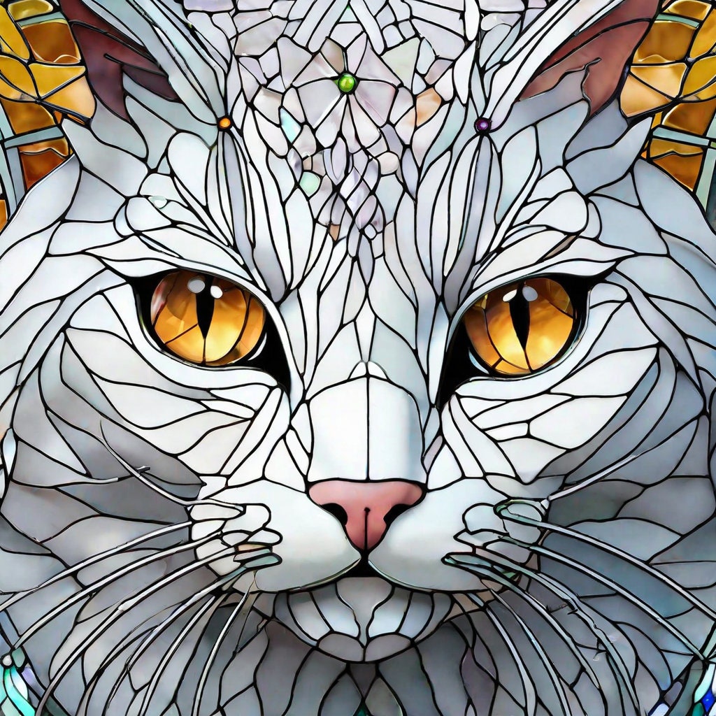 200 Stained Glass Cats Bundle PNG - High Resolution Big Stained Wall ...